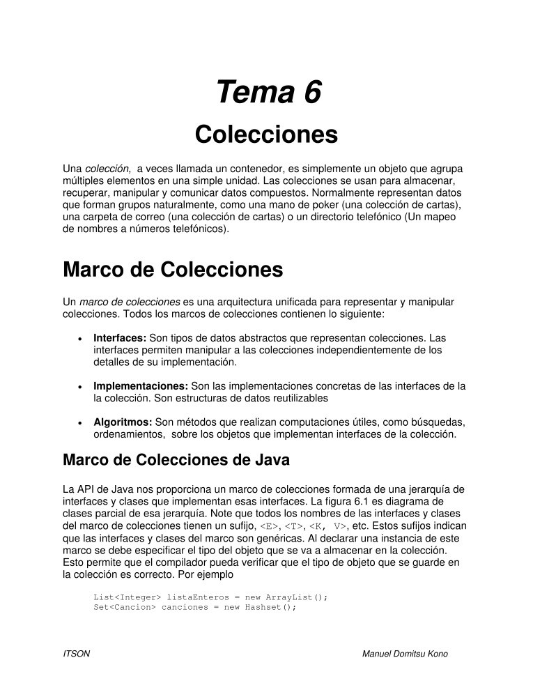PDF de programación - Tema 6 - Colecciones